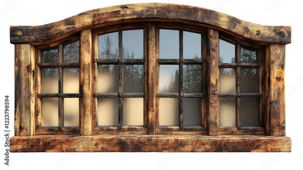 Rustic Arch Window: A weathered, rustic arch window with multiple panes ...