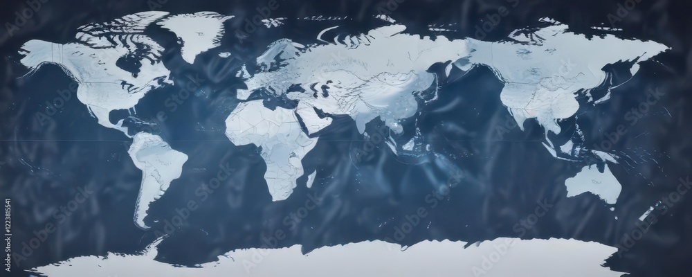 Ilustración de Stock Blue white vector world map with continents ...