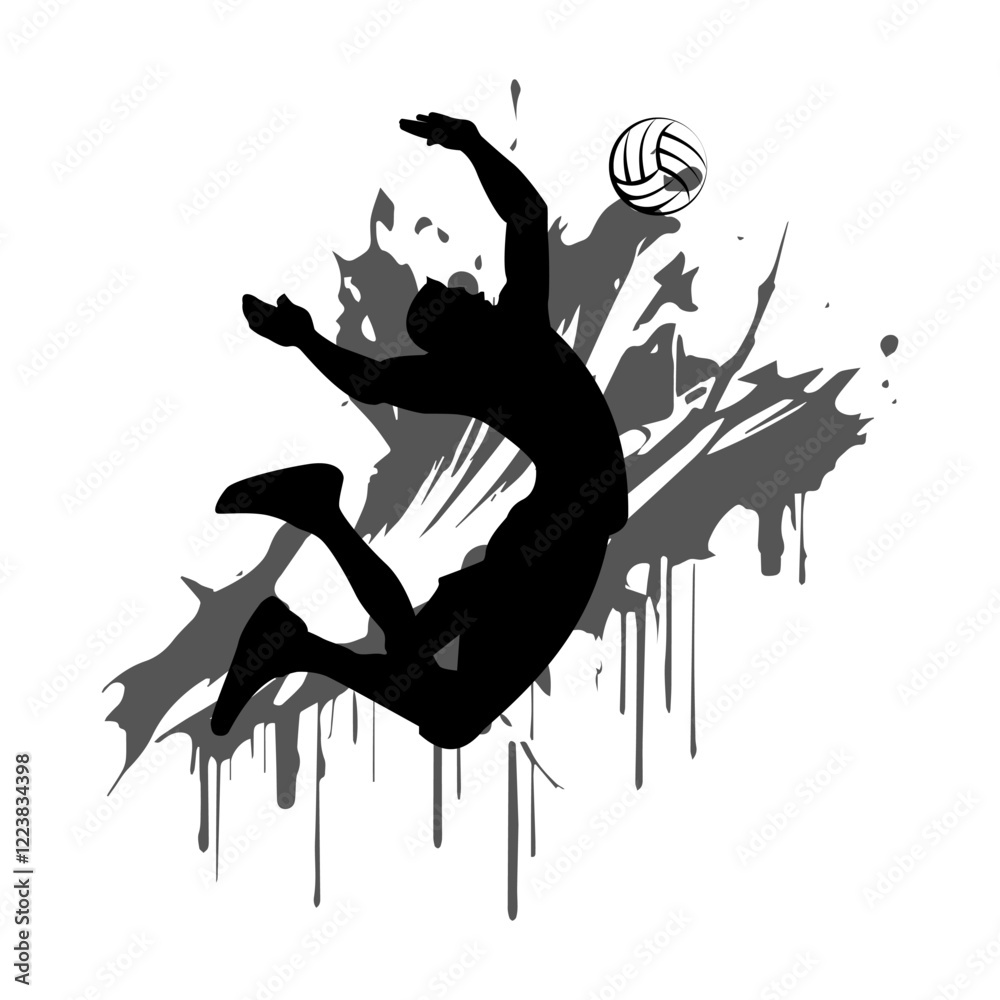 vector illustration of a volleyball athlete with a jumping smash action ...
