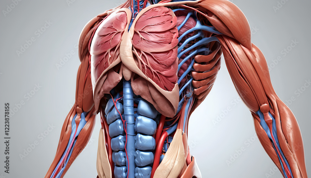 Human Torso Anatomy Muscles Veins Arteries Internal Organs Body ...