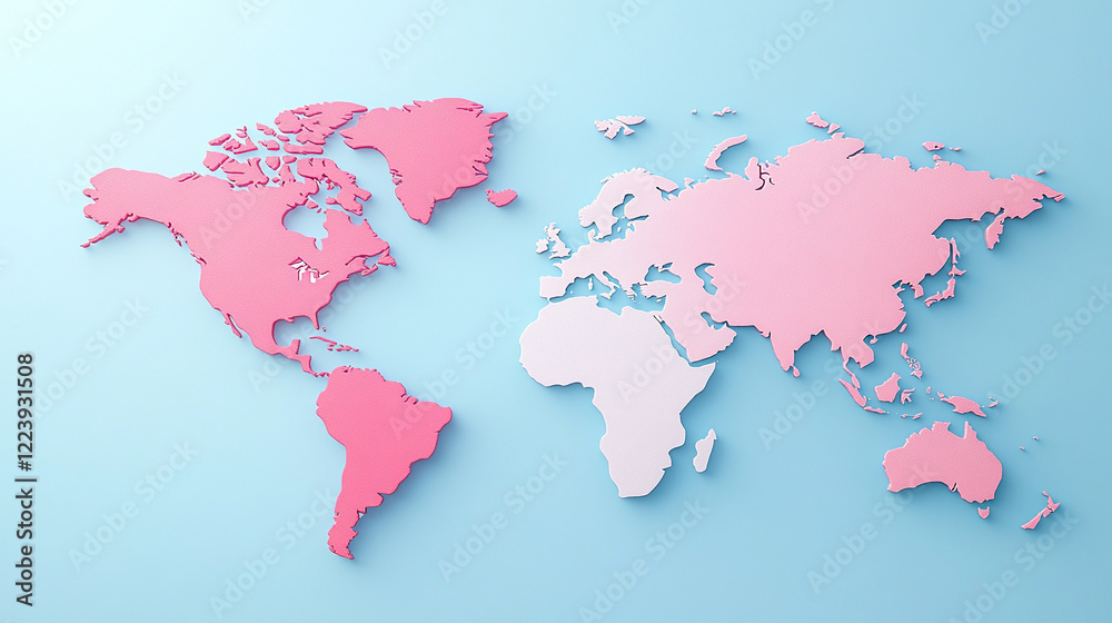 A 3D world map rendered on a soft pastel gradient background showcasing ...