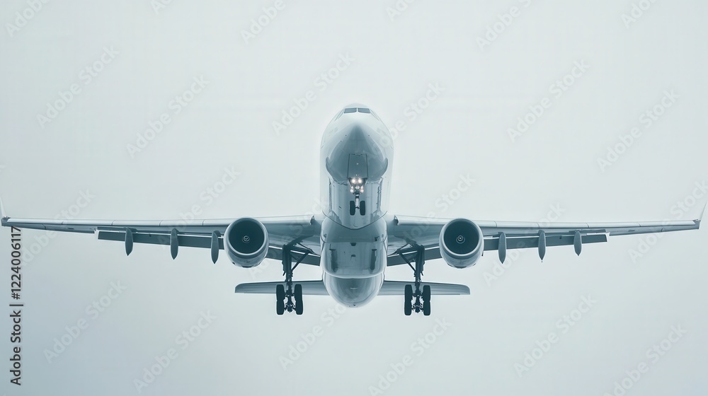 modern passenger aircraft in the final stages of landing, with emphasis ...