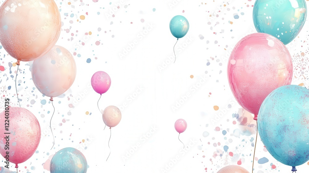 balloons with cute doodle designs, on a transparent background for a ...