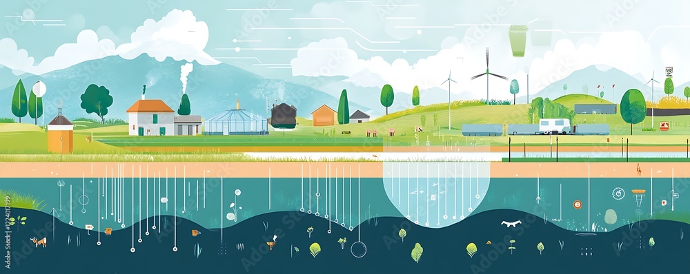 Cross-Section of a Farm Depicting How Smart Irrigation Systems Work ...