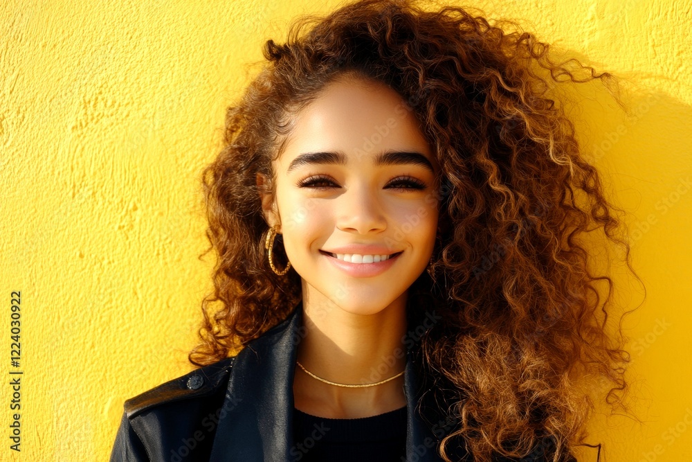 Attractive happy mixed-race girl - for ads, poster and online banner ...