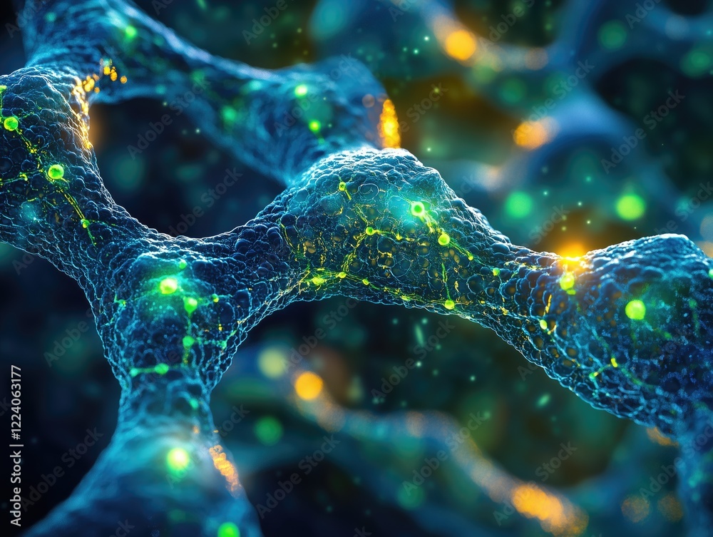 Glowing Neural Network, Human Brain, Synapse, Nerve Signal Connections, Scientific Data ...