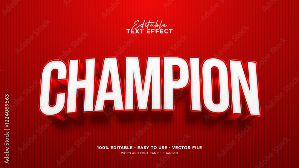 Editable champion 3d text effect, winner text effect template Stock ...