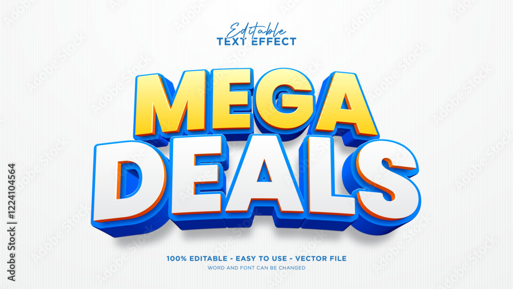 Editable mega deals 3d text effect, marketing text effect template Stock Vector | Adobe Stock