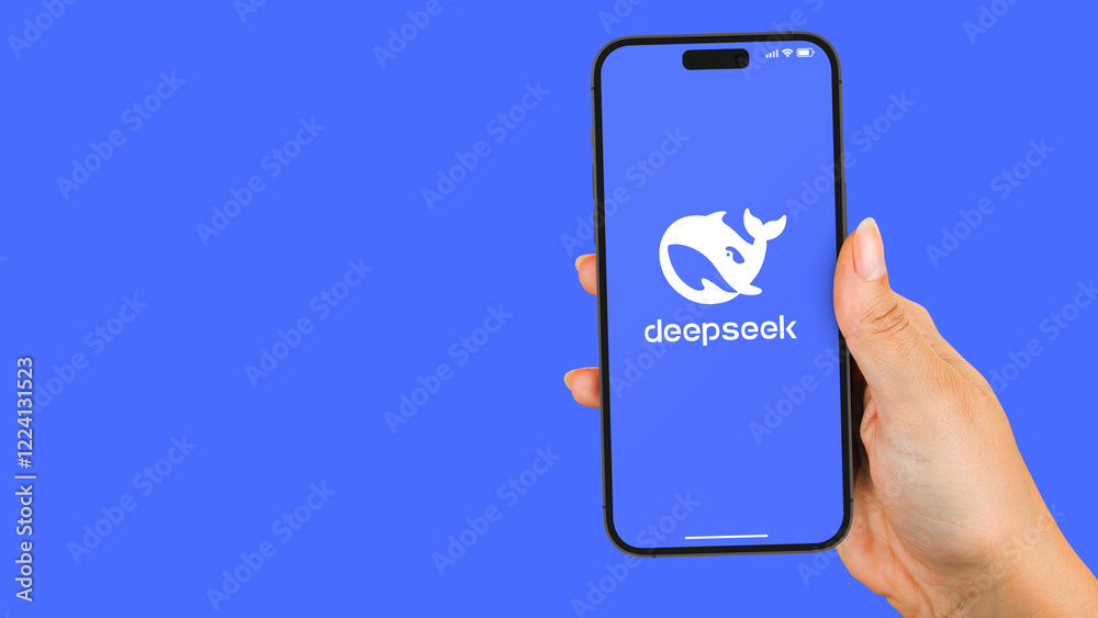 Deepseek artificial intelligence chatbot app on the smartphone iPhone ...