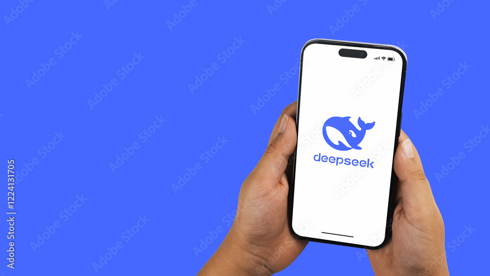 Deepseek artificial intelligence chatbot app on the smartphone iPhone ...