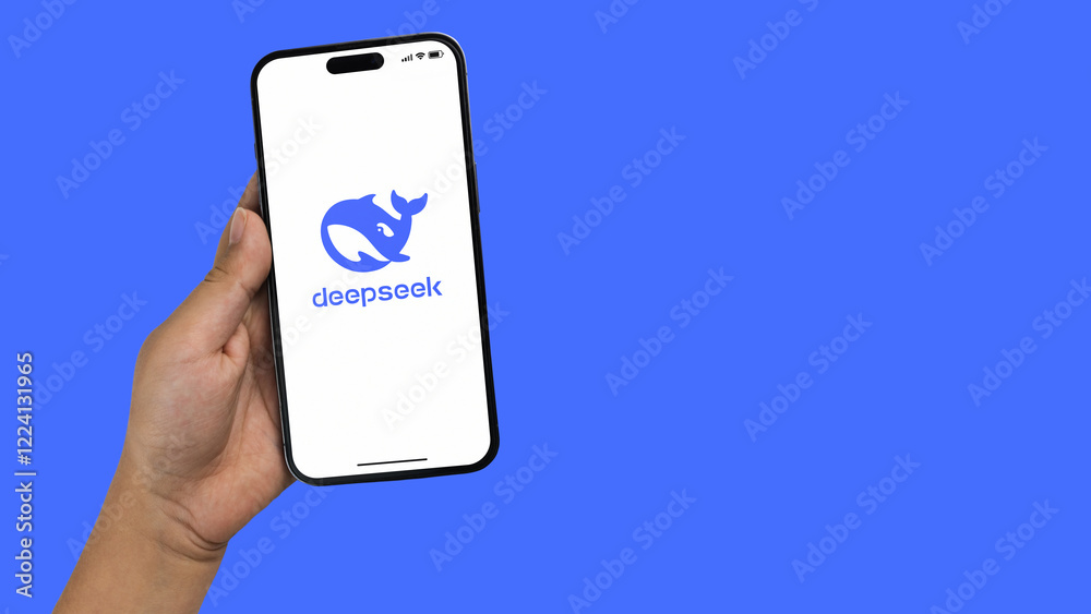 Deepseek artificial intelligence chatbot app on the smartphone iPhone ...