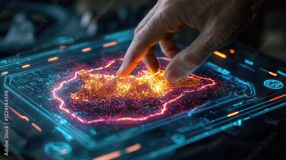 Foto de Stock Interactive data visualization digital environment 3d map ...