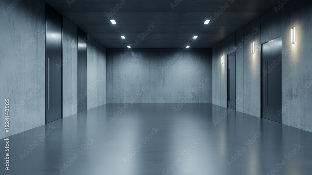 Illuminated pathway, a long hallway with bright light at the end ...