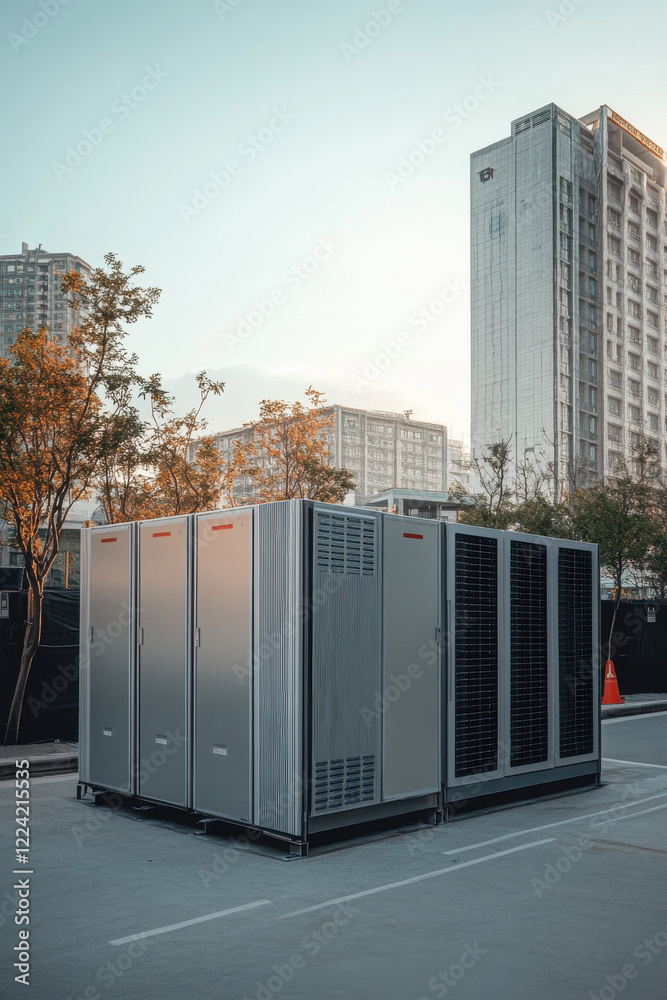 Battery storage pods connected to a smart grid in an urban environment ...