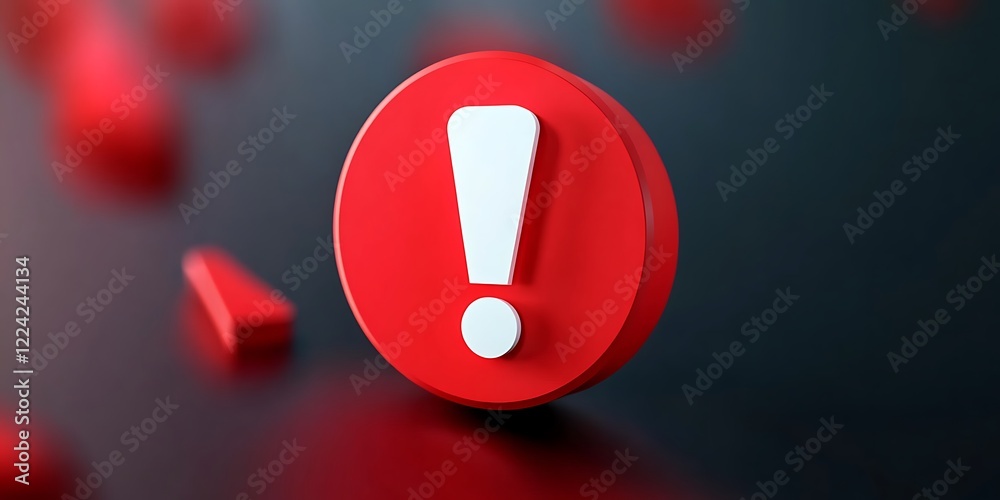 Red notification reminder icon chat message of attention alert alarm ...
