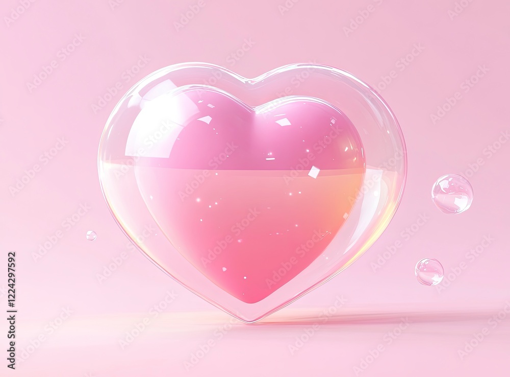 3D vector icon of a like or love symbol for a social media post on a pink background. Love ...