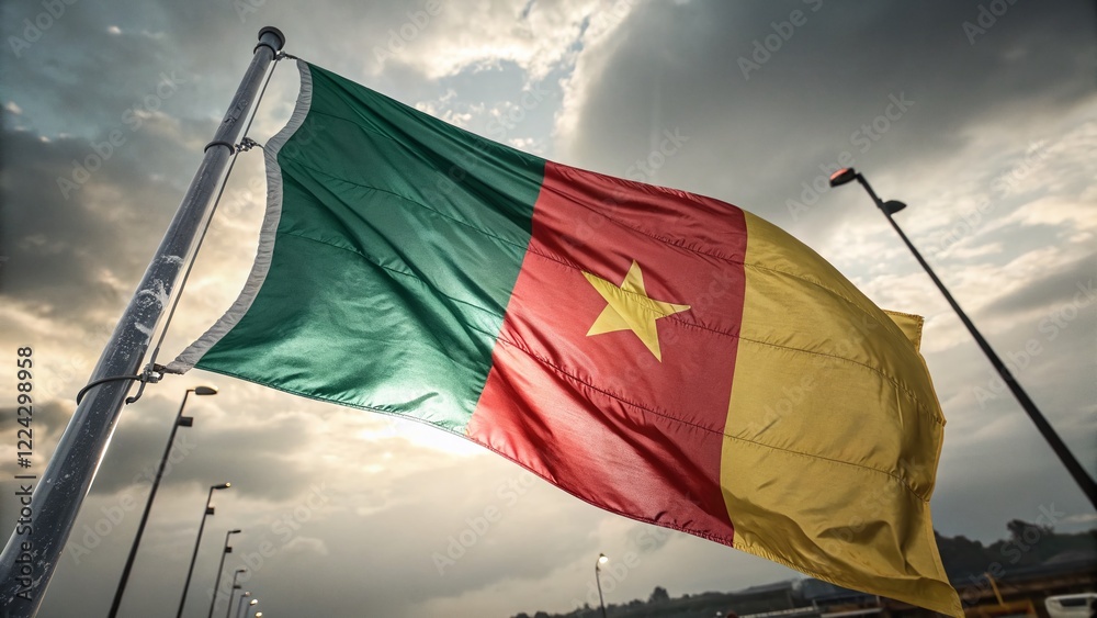 4K 3D Render of a Waving Cameroonian Flag, Fluttering Banner, National ...