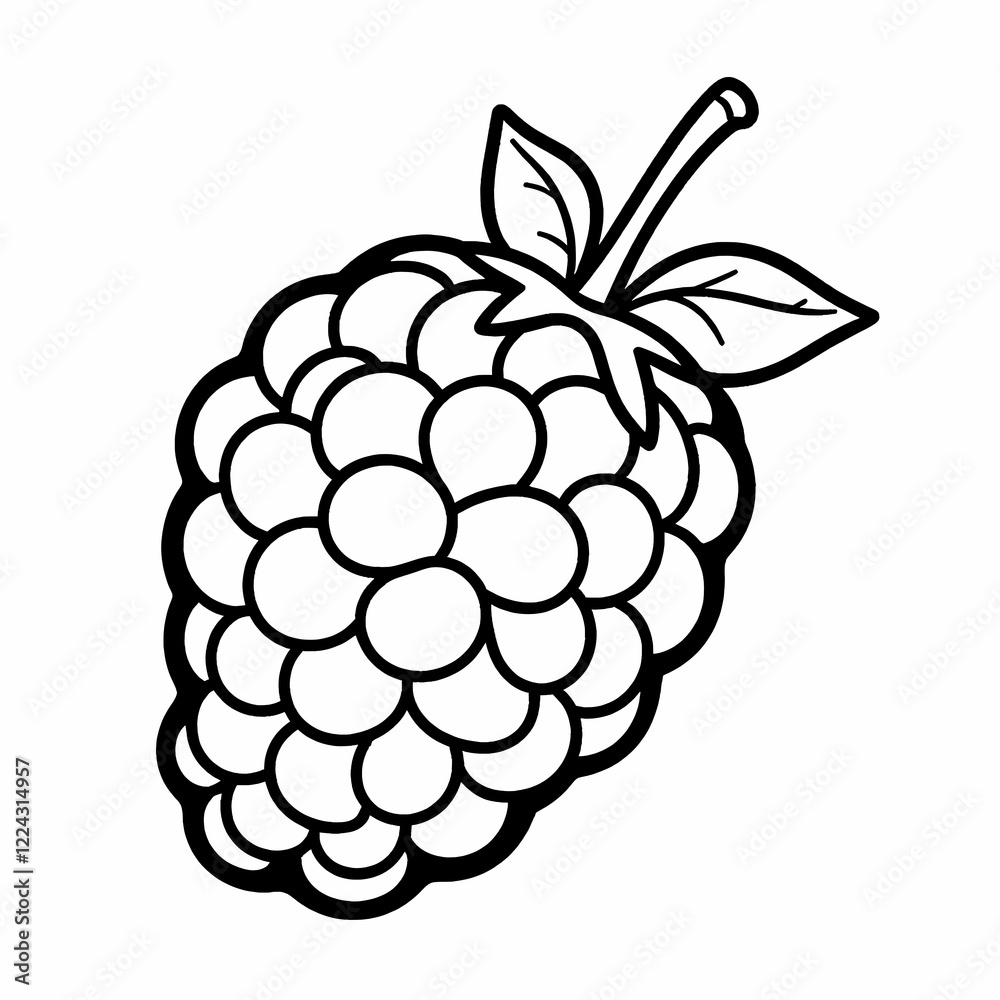 Cute Raspberry Coloring Page Printable for Kids Stock Illustration ...