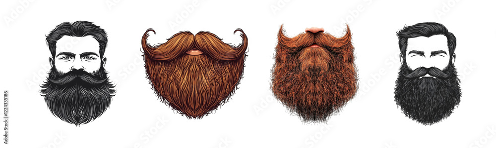 Collection of diverse beard styles featuring thick, twisted, and full ...