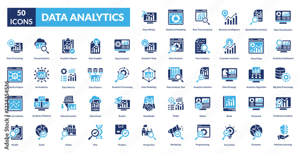 data analytics fill icon set collection. Data Visualization, Analytics Dashboard, Big Data ...