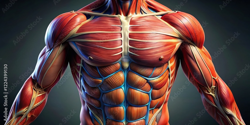 Anatomy Diagram: Detailed Human Abdominal Muscles Stock Illustration ...