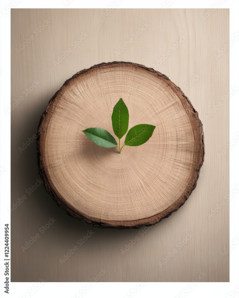 Biophilic Design Inspiration Tree Stump Cross-Section with Sapling on ...