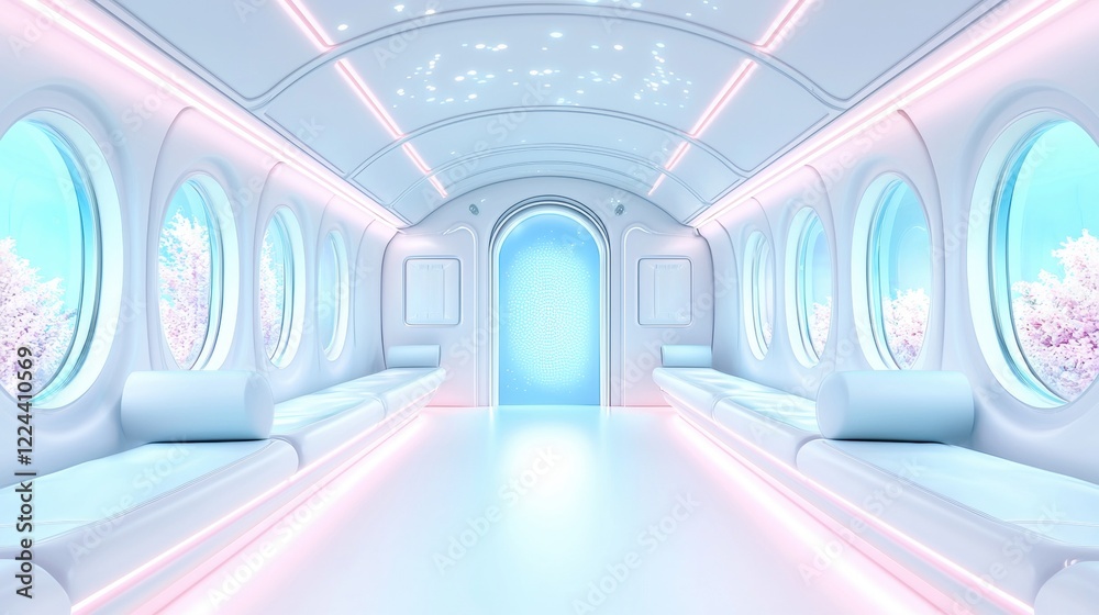Train Futuristic Tunnel Design Interior view of a hyperloop tunnel with ...
