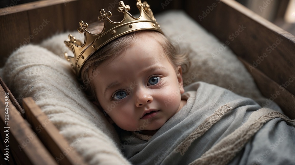 Baby Jesus King Crib Ancient Medieval Blue Eyes Cute Newborn Christmas ...