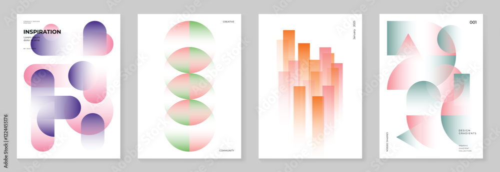 Modern gradient poster background vector set. Minimalist cover template ...