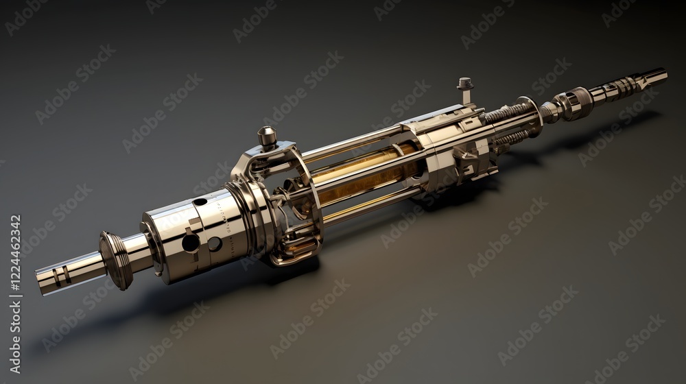 Ilustración de Stock Detailed model of a syringe showing the internal ...