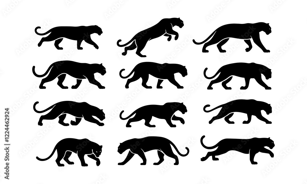 Black Panther Silhouette Dynamic Poses of Strength & Grace Elegant ...
