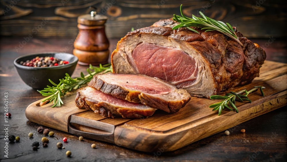 Illustration Stock Tender and juicy grass fed prime rib roast on a ...