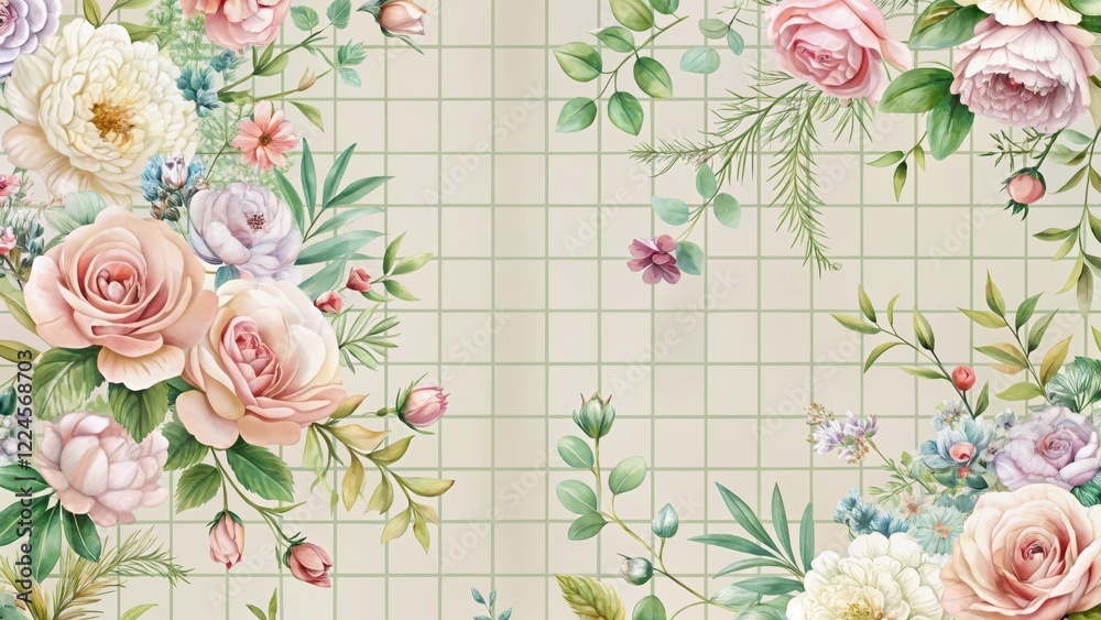 Unstructured floral patterns with pastel colors and clean lines ...