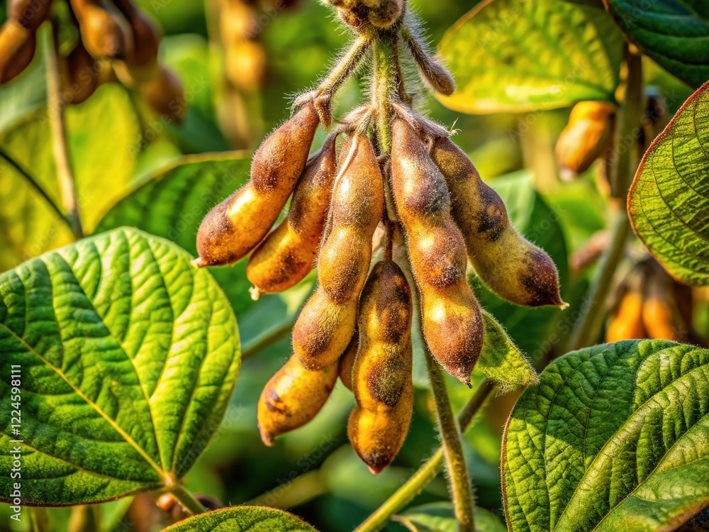 Soybean R6 stage, insect-damaged pods and seeds. Stock Illustration ...