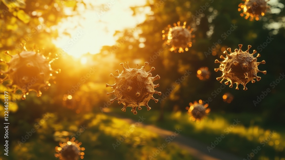 Floating viruses interacting nature path medical microbiology forest ...