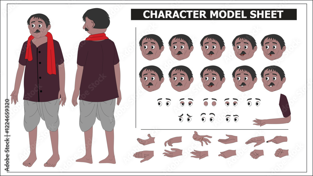Indian Servant Sprite Sheet | Rigged 2D Character with Lip Sync, Walk ...