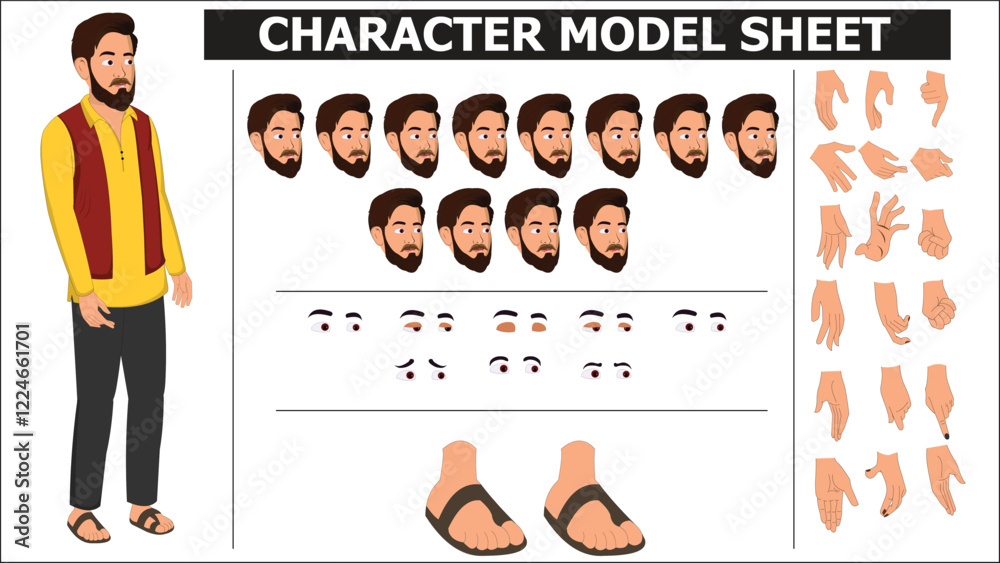 Indian Village Man Sprite Sheet | Rigged 2D Character with Lip Sync ...
