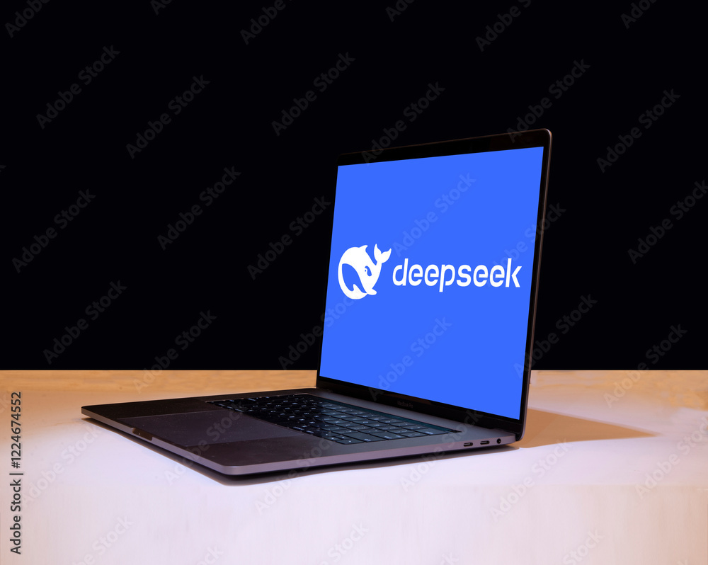 Deepseek AI model launched in January 2025 in China, the deepseek logo ...