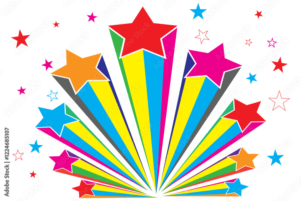 Shooting stars icon vector. Star burst, Abstract silhouette of shooting ...