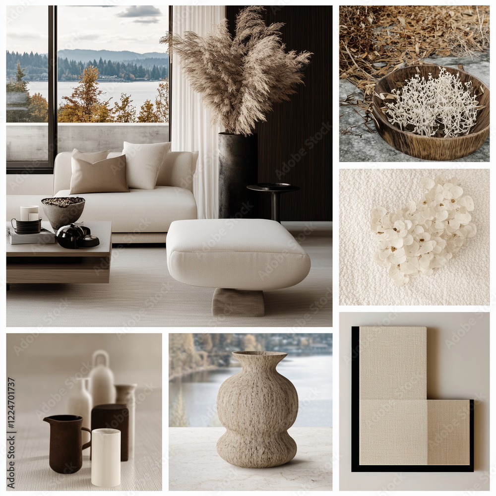 create a real estate, design and build infused moodboard or flatlay ...