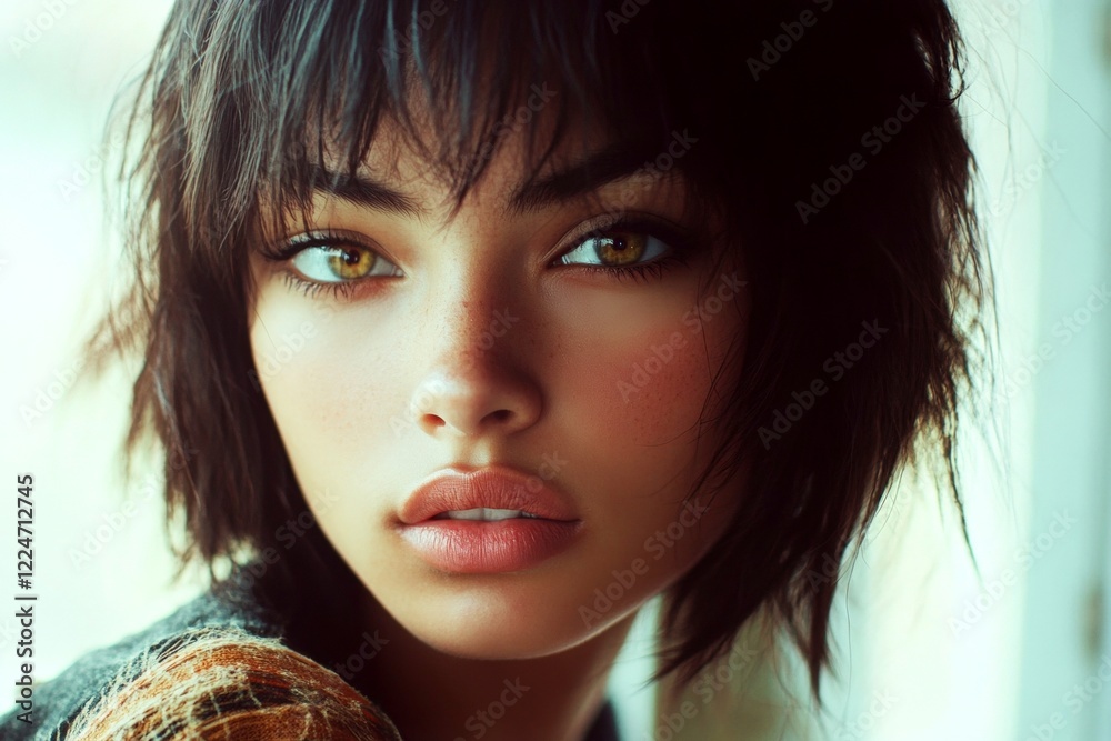 Commercial marketing concept art. Pretty calm mixed-race girl - for ads ...