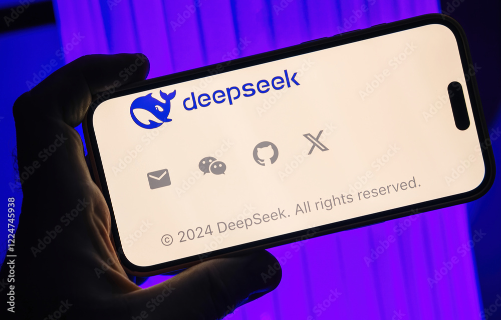 Paris, France - Jan 28, 2025: Smartphone screen displaying the DeepSeek ...