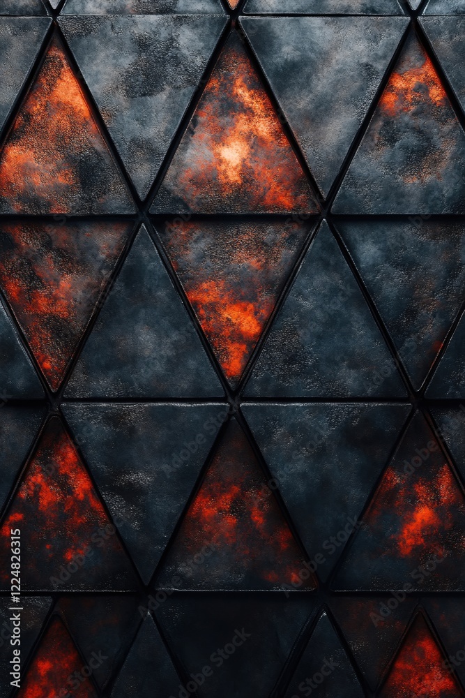 Dark triangle pattern with glowing orange center creating a modern ...