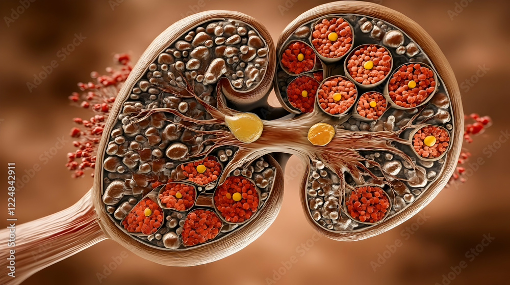 Cross-Section of Mammary Gland Shows Lobules, Ducts, and Connective ...