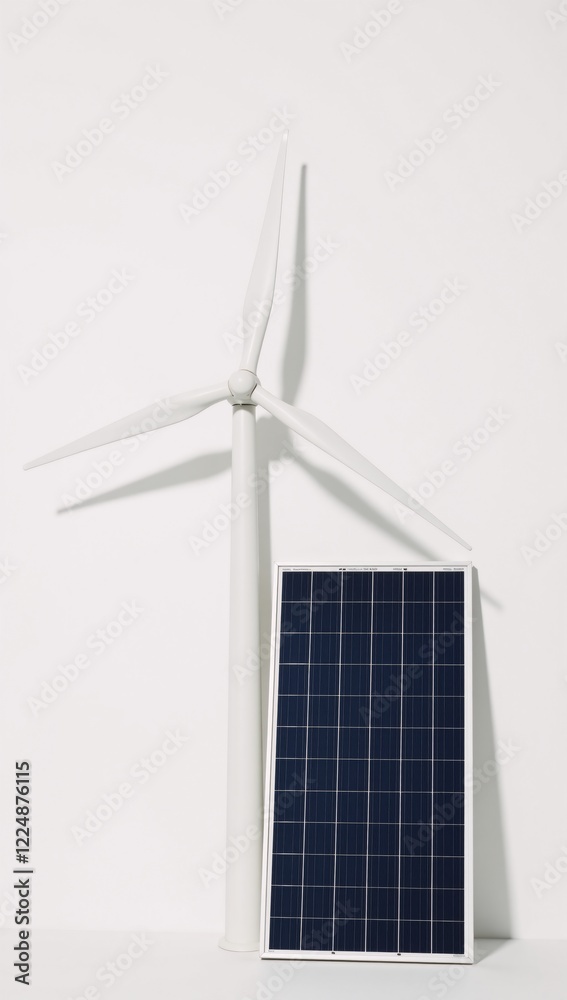 Wind Turbine and Solar Panel Icon - Emblematic Symbol for Rural ...