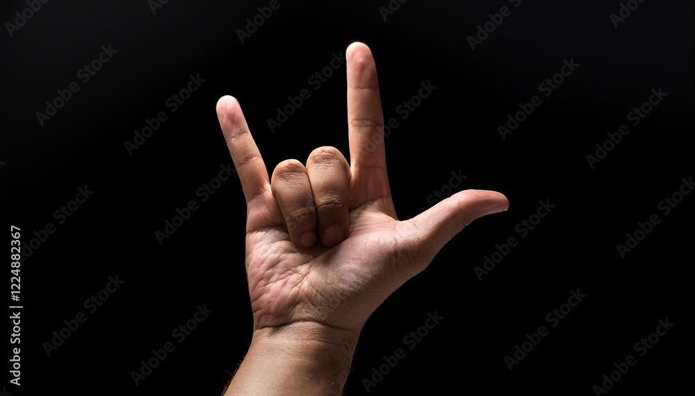 human hand forming the -i love you- sign in american sign language ...
