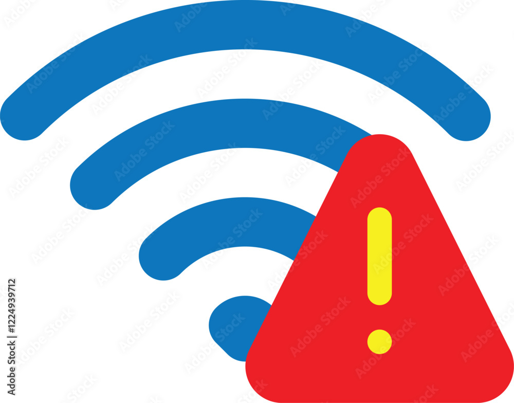 Wireless Network Problem Alert Signal Wifi Failure Internet Issue Warning Red Triangle ...