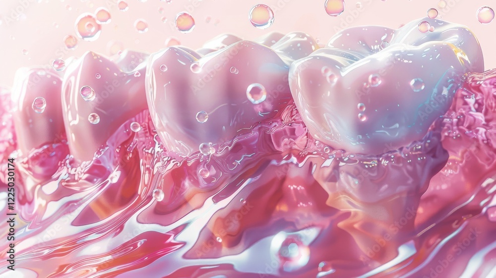 Teeth gums closeup dental hygiene oral care mouthwash bubbles clean ...