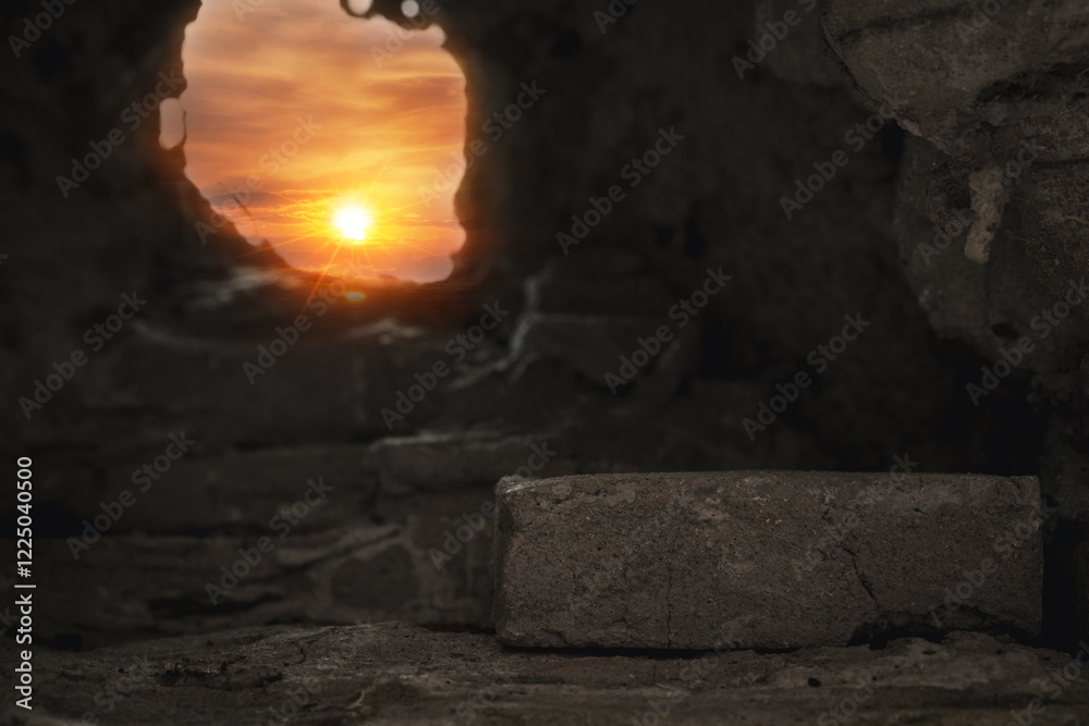 Easter resurrection concept. Jesus Christ resurrection. Empty tomb of ...