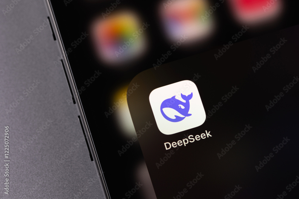 Foto DeepSeek icon mobile app on a screen smartphone. DeepSeek is a Chinese artificial ...